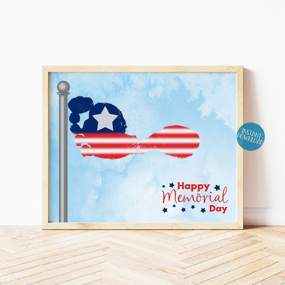 Memorial Day American Flag Handprint Art Footprint Art | Etsy