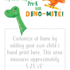 First Day of Pre-k Handprint Art, Back to School Printable, Dinosaur ...