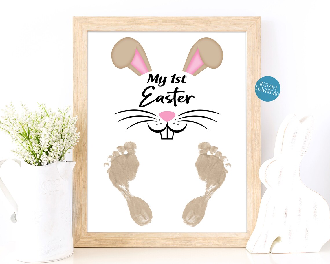My First Easter Footprint Art Bunny Feet Easter Bunny - Etsy