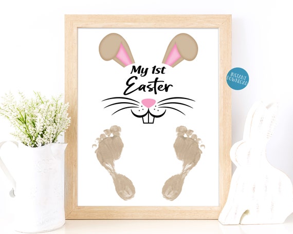 My First Easter Footprint Art Bunny Feet Easter Bunny | Etsy