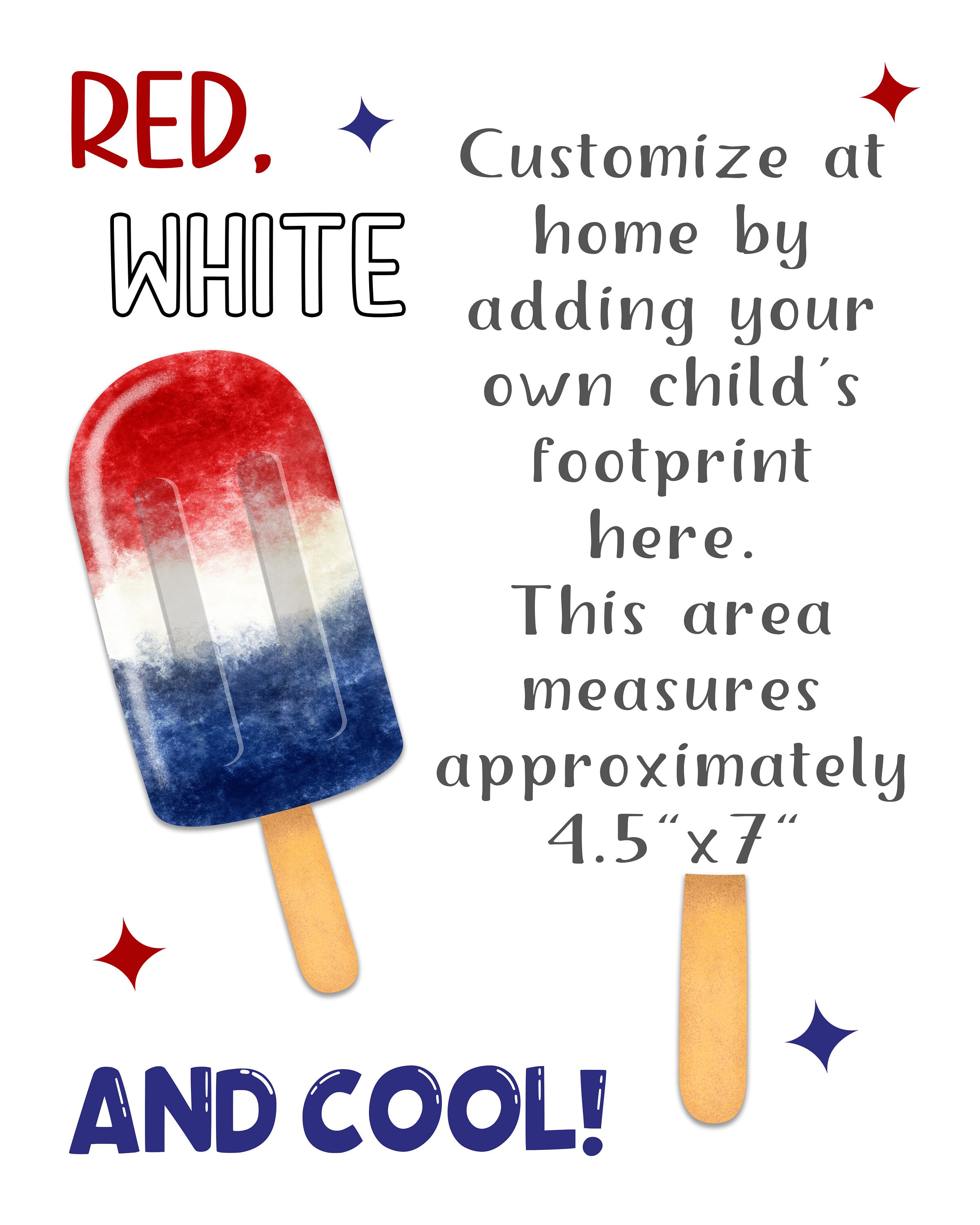 Red White and Cool Baby Footprint Art, 4th of July Popsicle Handprint ...