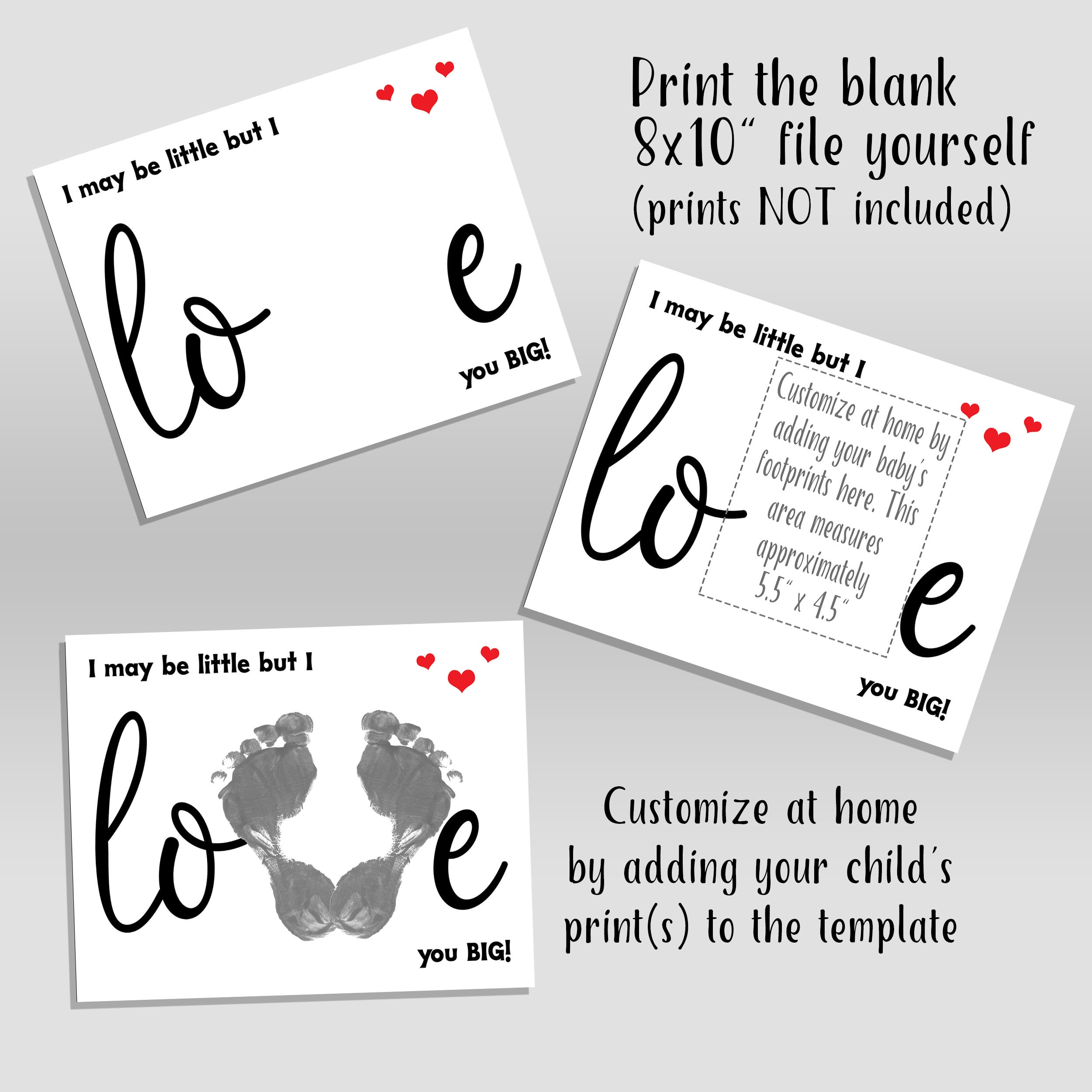 Valentine's Day Footprint Art, Baby Feet Keepsake, Printable Valentines ...