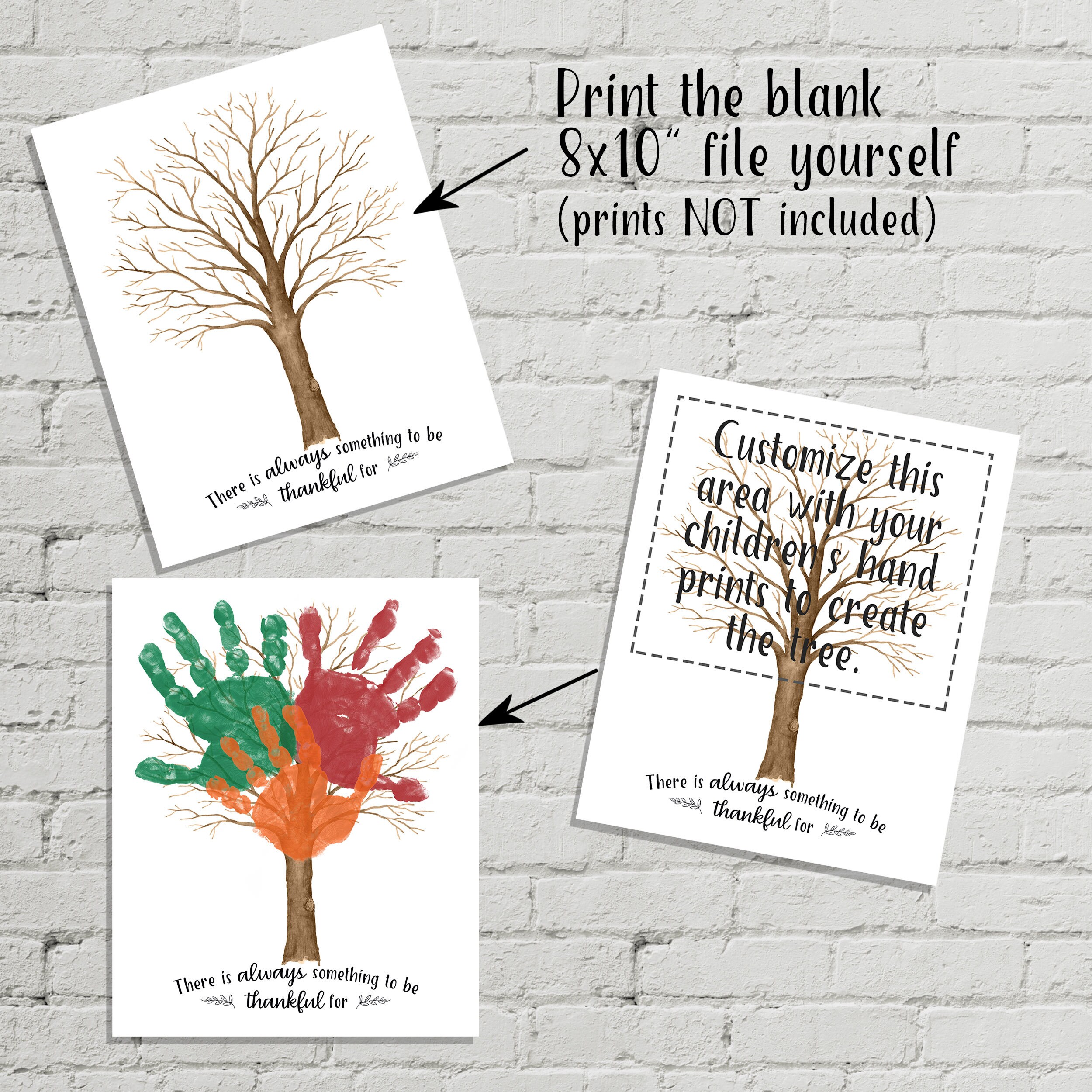 Thanksgiving Kid Craft, Handprint Tree Art, Gift for Mom, Handprint ...