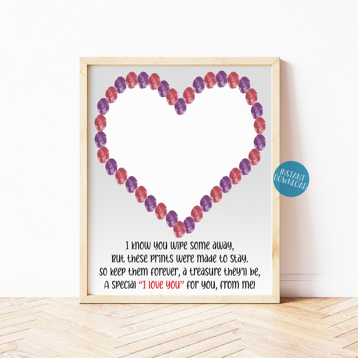 Valentine's Day Handprint Poem Fingerprint Heart - Etsy