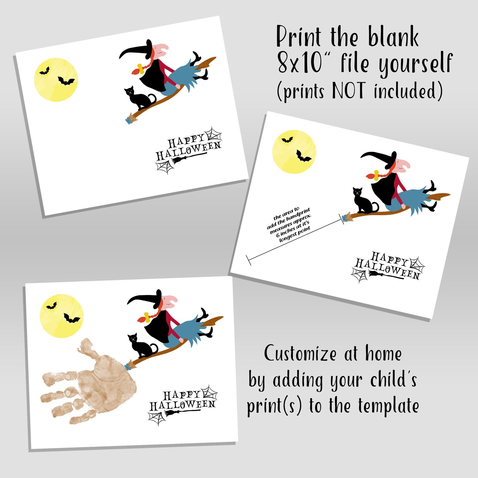 Halloween Handprint Craft for Kids Witch Broomstick Handprint - Etsy