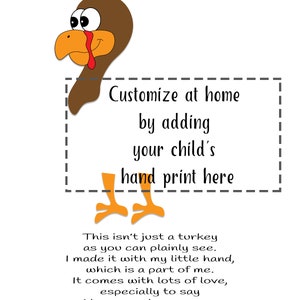Turkey Handprint Art, DIY Kid Craft, Handprint Keepsake Memory, Fall ...