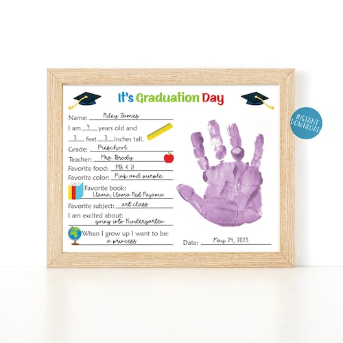 Graduation Handprint Art End of School Year Graduation Gift - Etsy