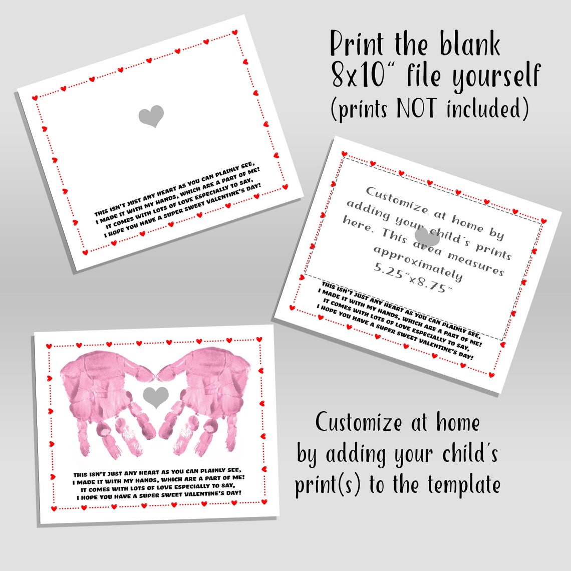 Valentine's Day Handprint Poem, Handprint Heart Keepsake, Printable ...
