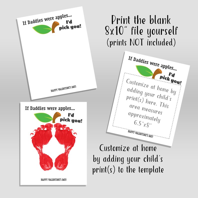 Printable Valentine's Day Card for Dad, Baby Footprint Art, Footprint ...