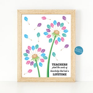 Dandelion Thumbprint Art, Teacher Appreciation Gift, DIY Kid Craft ...