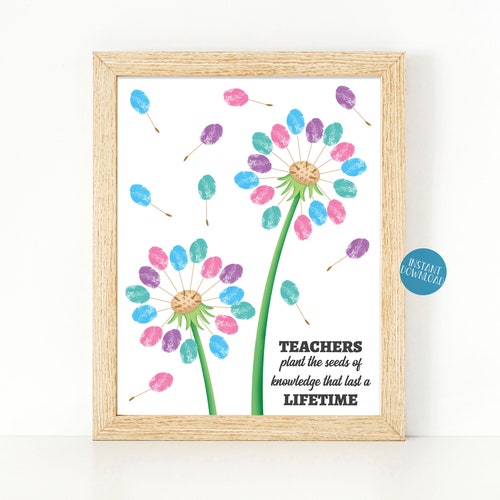 Teacher Appreciation Fingerprint Art Gift End of Year Teacher - Etsy