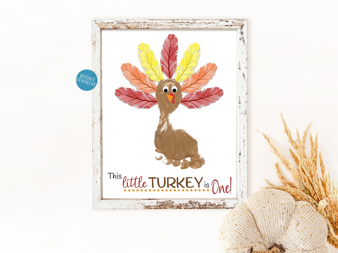 This Little Turkey is One First Birthday Footprint Keepsake - Etsy