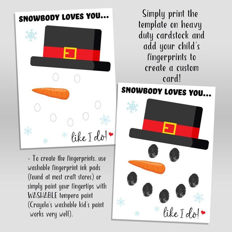 Christmas Card From Kids, Snowman Thumbprint Craft for Toddlers ...