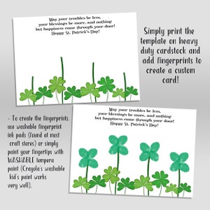St Patrick's Day Card, Toddler St Patricks Day Craft, Fingerprint Art ...