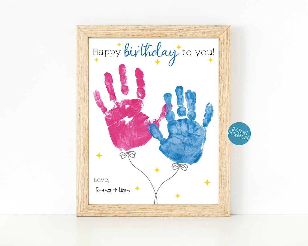 Balloon Handprint Craft Birthday Card, Printable Birthday Card Memory ...