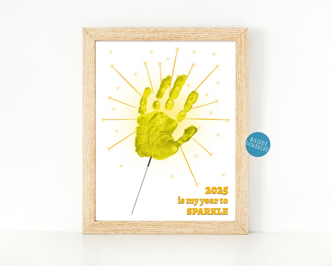 New Years 2025 Sparkler Firework Handprint Art, New Year's Handprint ...
