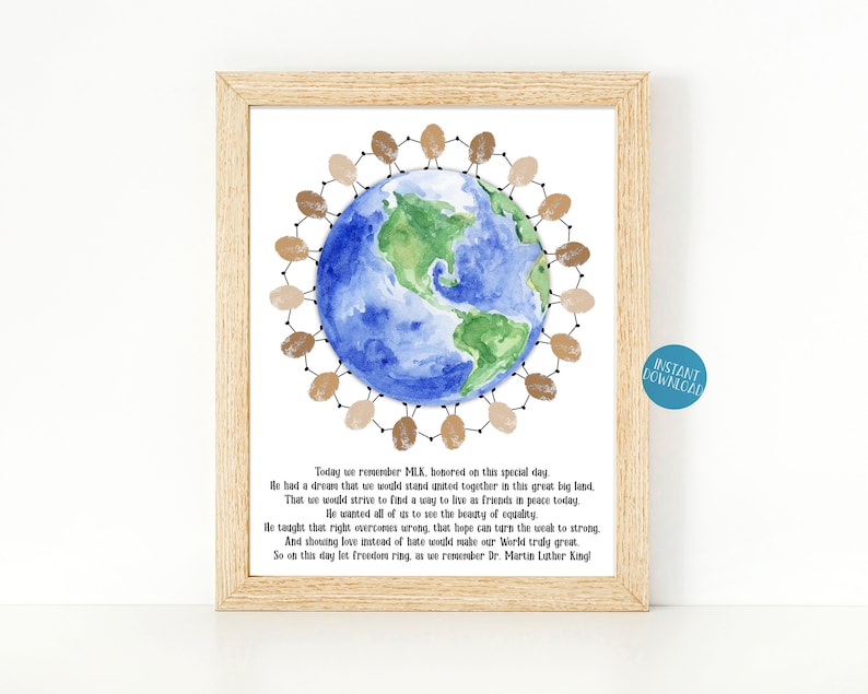 Martin Luther King Jr Craft for Kids, MLK Fingerprint Art, Diversity ...