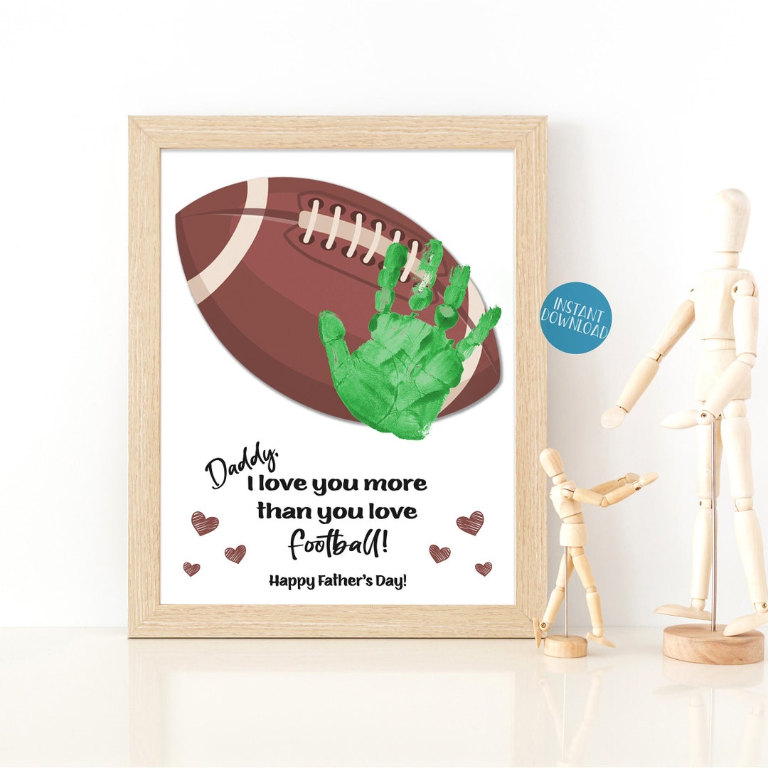 Father's Day Football Handprint Art Project, Daddy Football Gift, DIY ...