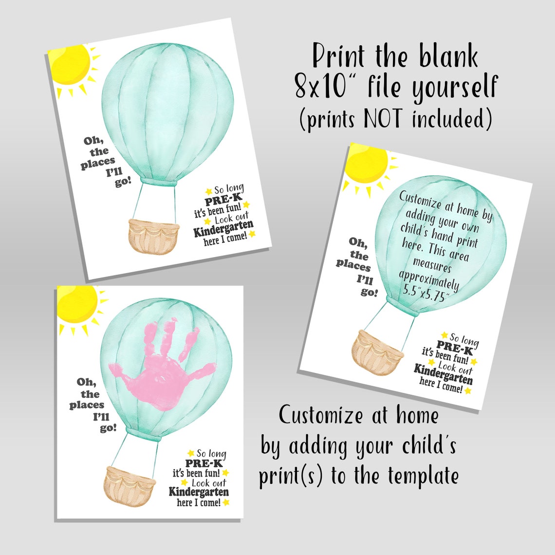 Oh the Places You'll Go Pre-k Graduation Handprint Art | Etsy