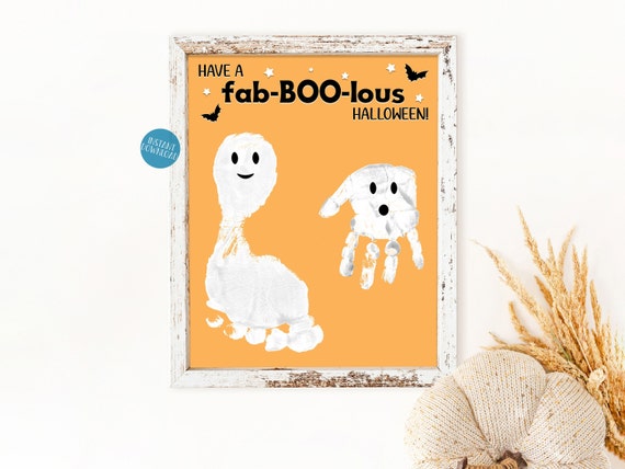 Halloween Ghost Handprint Art