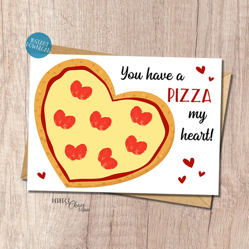 Pizza My Heart Printable Valentine's Day Card, Fingerprint Craft for ...