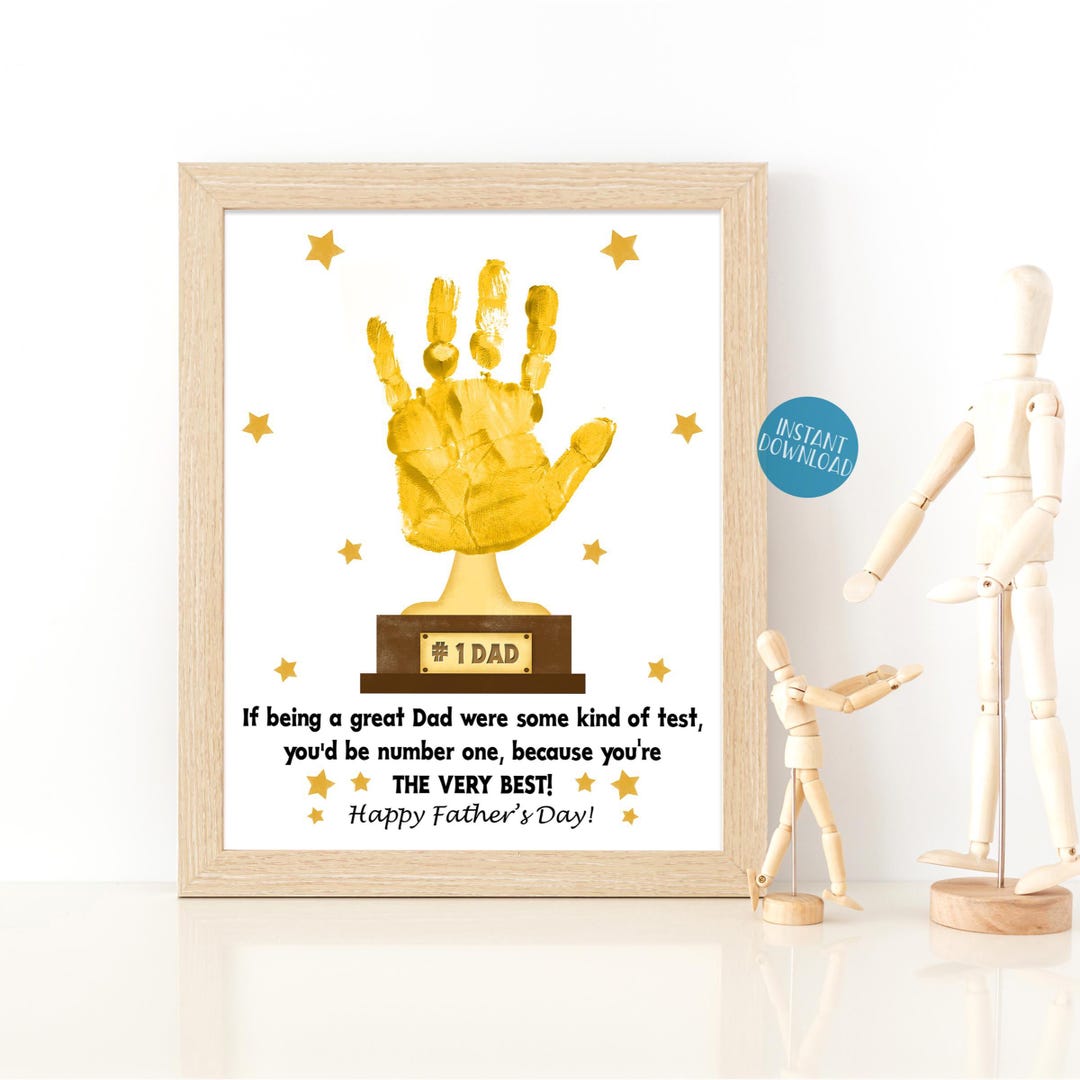 Trophy Handprint Art Gift for Dad, Fathers Day Handprint Craft, Gift ...