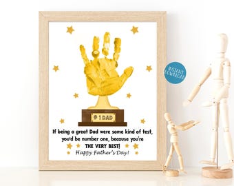 Trophy Handprint Art Gift for Dad, Fathers Day Handprint Craft, Gift ...
