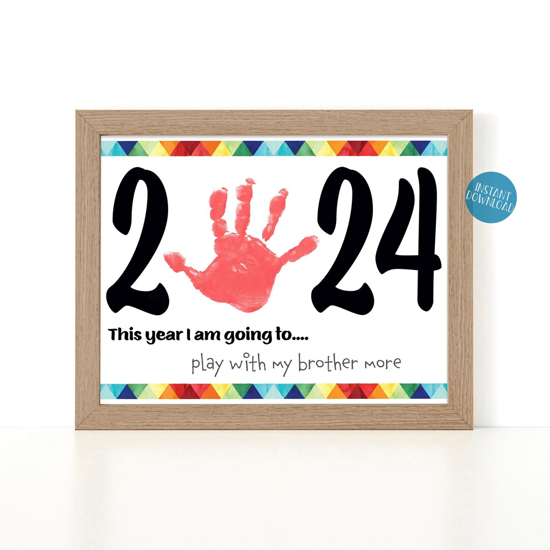 New Year's 2024 Handprint Art, New Year's Eve Printable, New Years ...