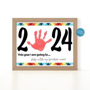 New Year's 2024 Handprint Art, New Year's Eve Printable, New Years ...