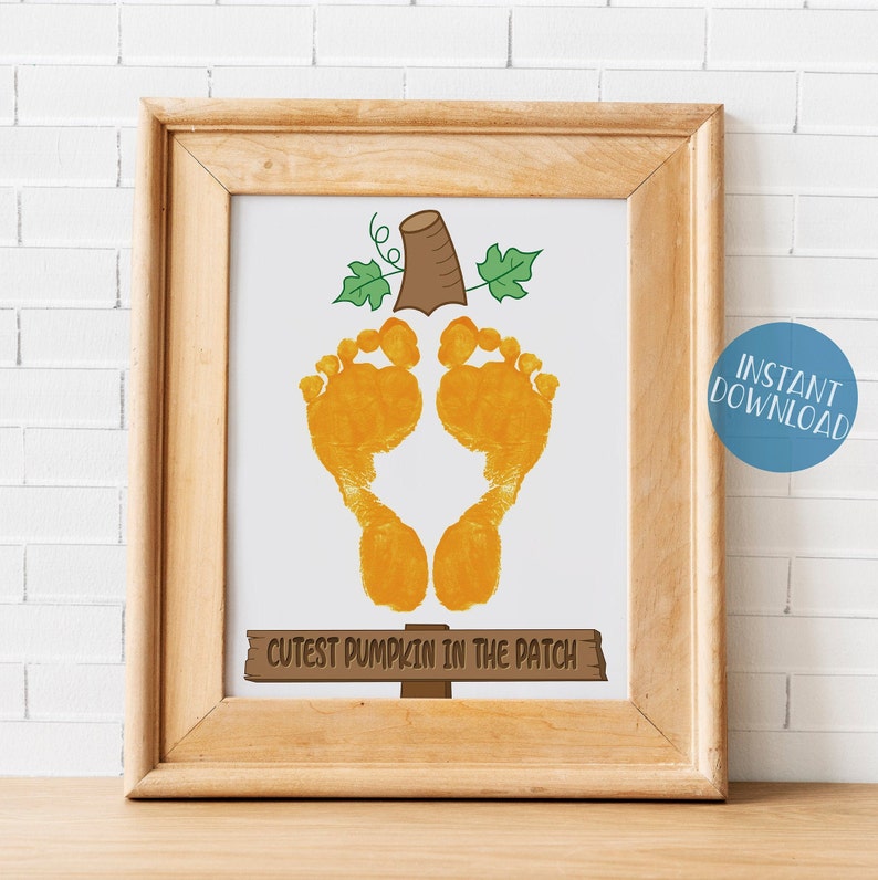 DIY Halloween Kid Craft Footprint Art Baby Pumpkin Keepsake | Etsy