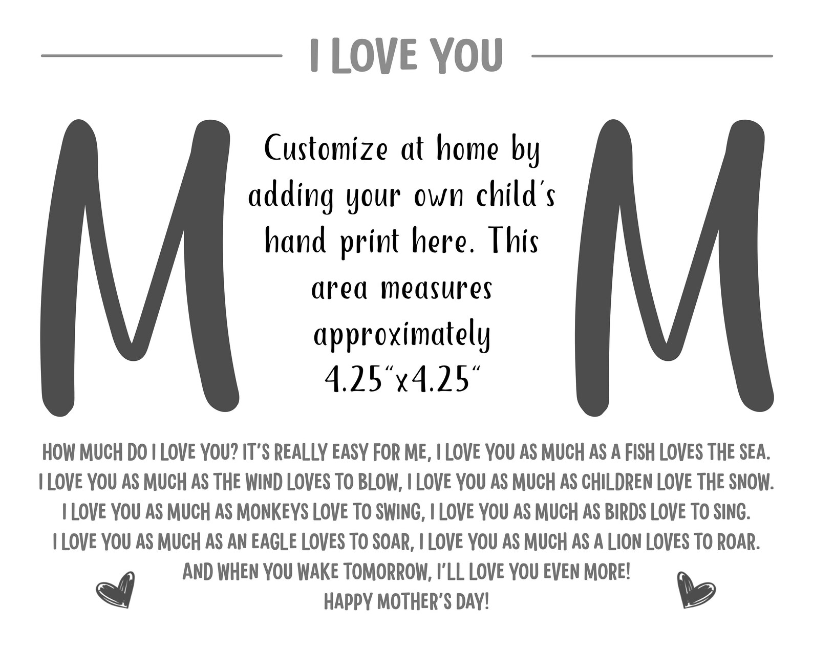 Handprint Art, Mothers Day Poem, Mother's Day Gift From Son, Mothers ...