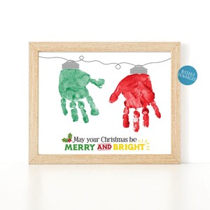 Handprint Christmas Lights, Handprint Art Project for Kids, Merry and ...