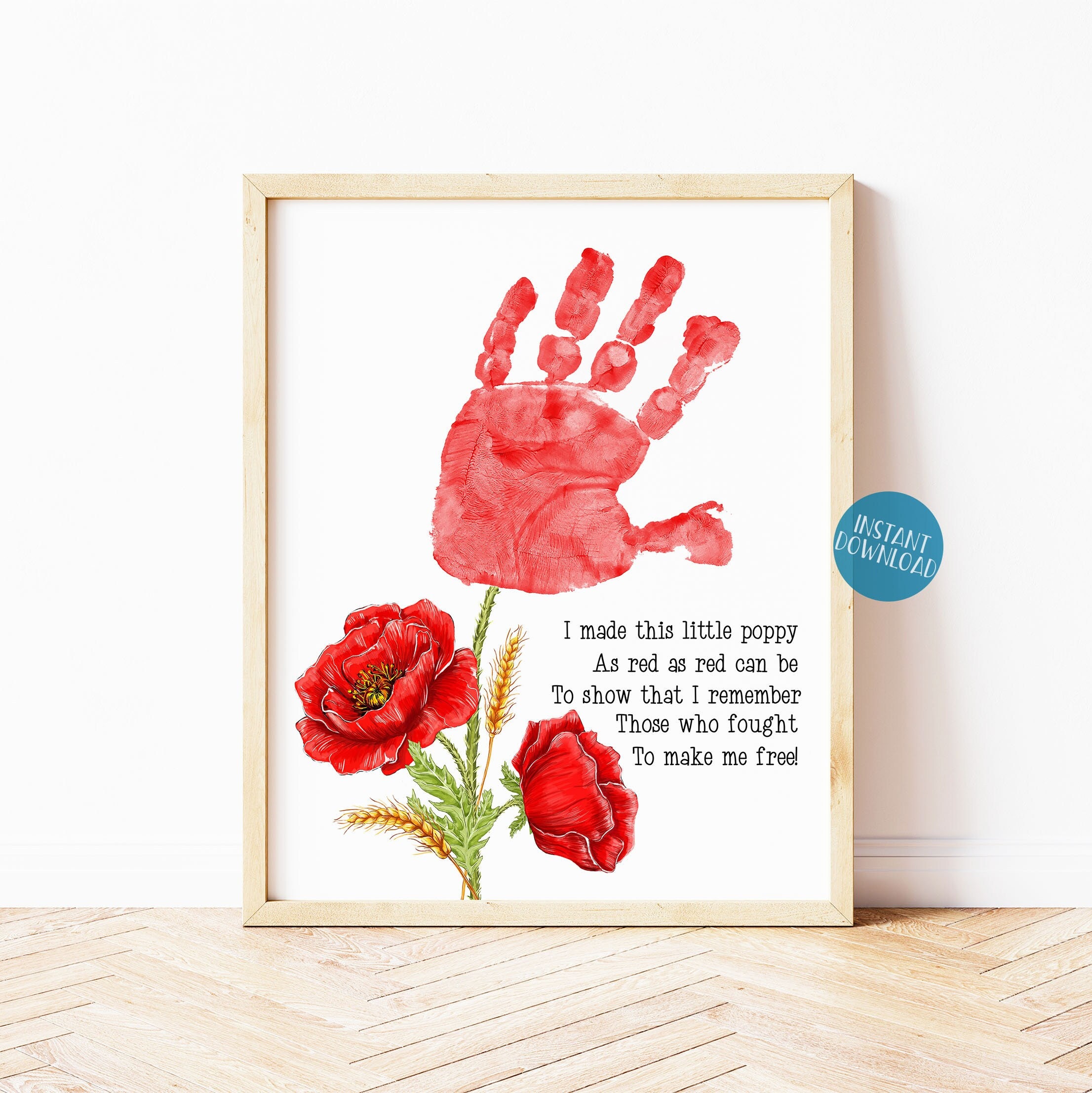 Veteran's Day Poppy Handprint Art Project for Kids, Veteran Gift Idea ...