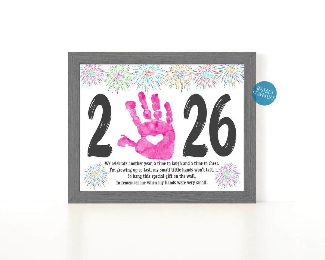 New Year's Handprint Art, New Year Printable, New Year's Eve Craft ...