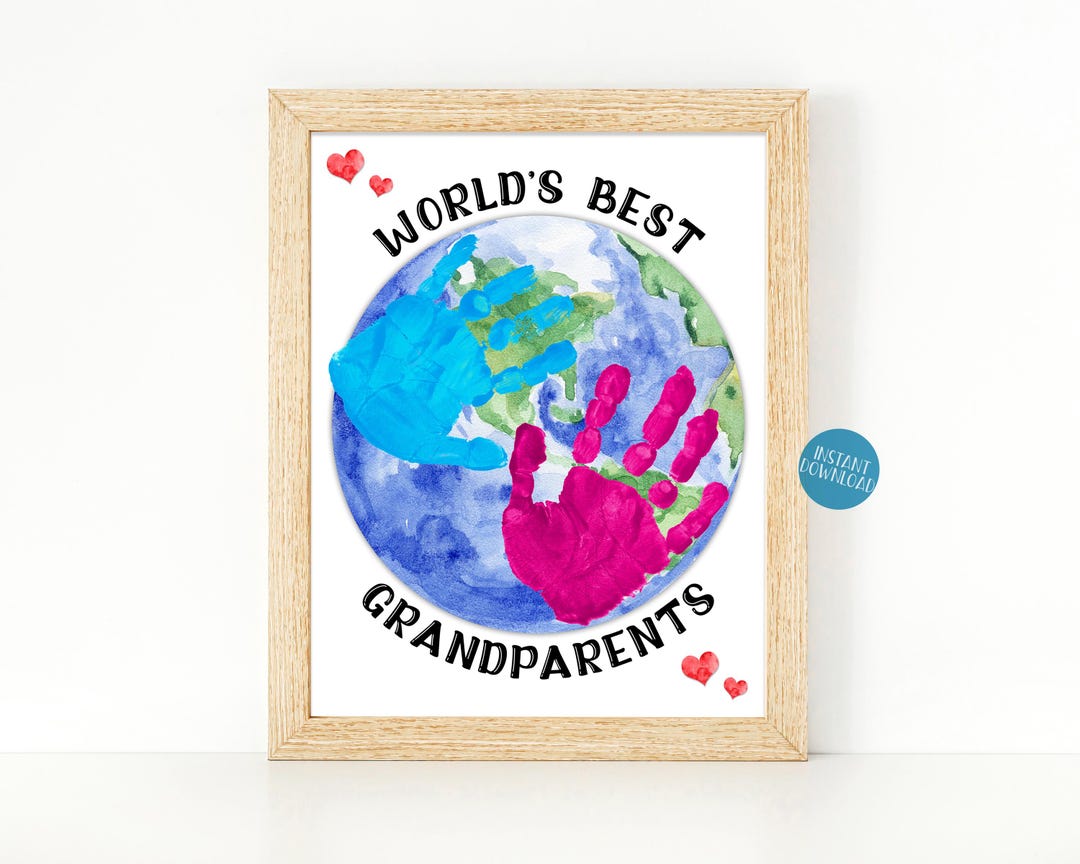 Grandparents Gift, Worlds Best Grandparents Handprint Art Craft for ...