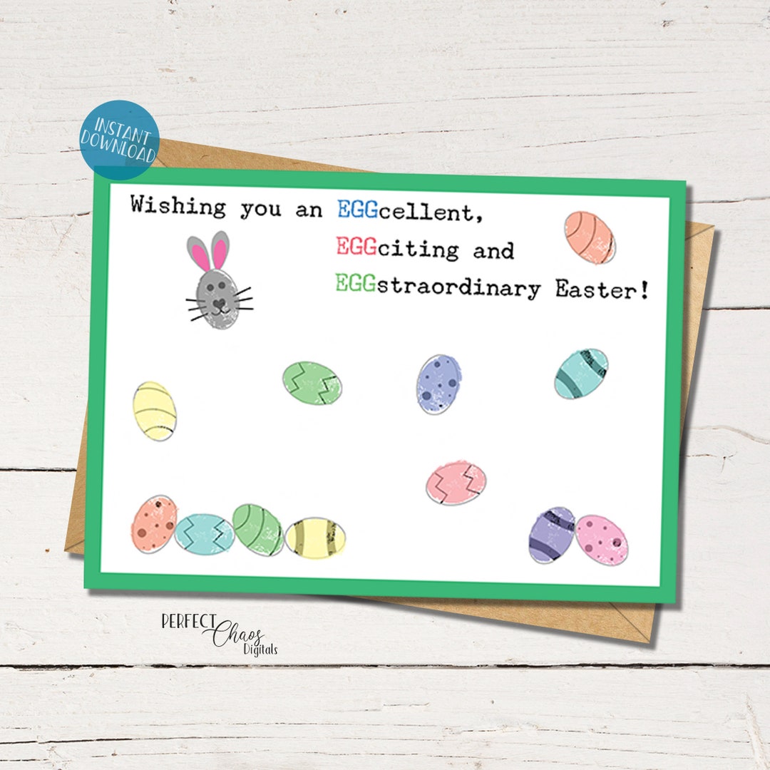 Printable Easter Card, Easter Egg Thumbprint Craft, Fingerprint Art for ...