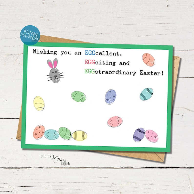 Printable Easter Card Easter Egg Thumbprint Craft | Etsy