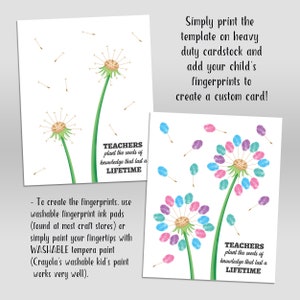 Dandelion Thumbprint Art, Teacher Appreciation Gift, DIY Kid Craft ...