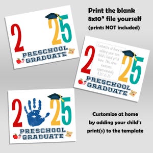 Preschool Graduation Sign, Handprint Art, DIY Kid Craft, 2025 Graduate ...