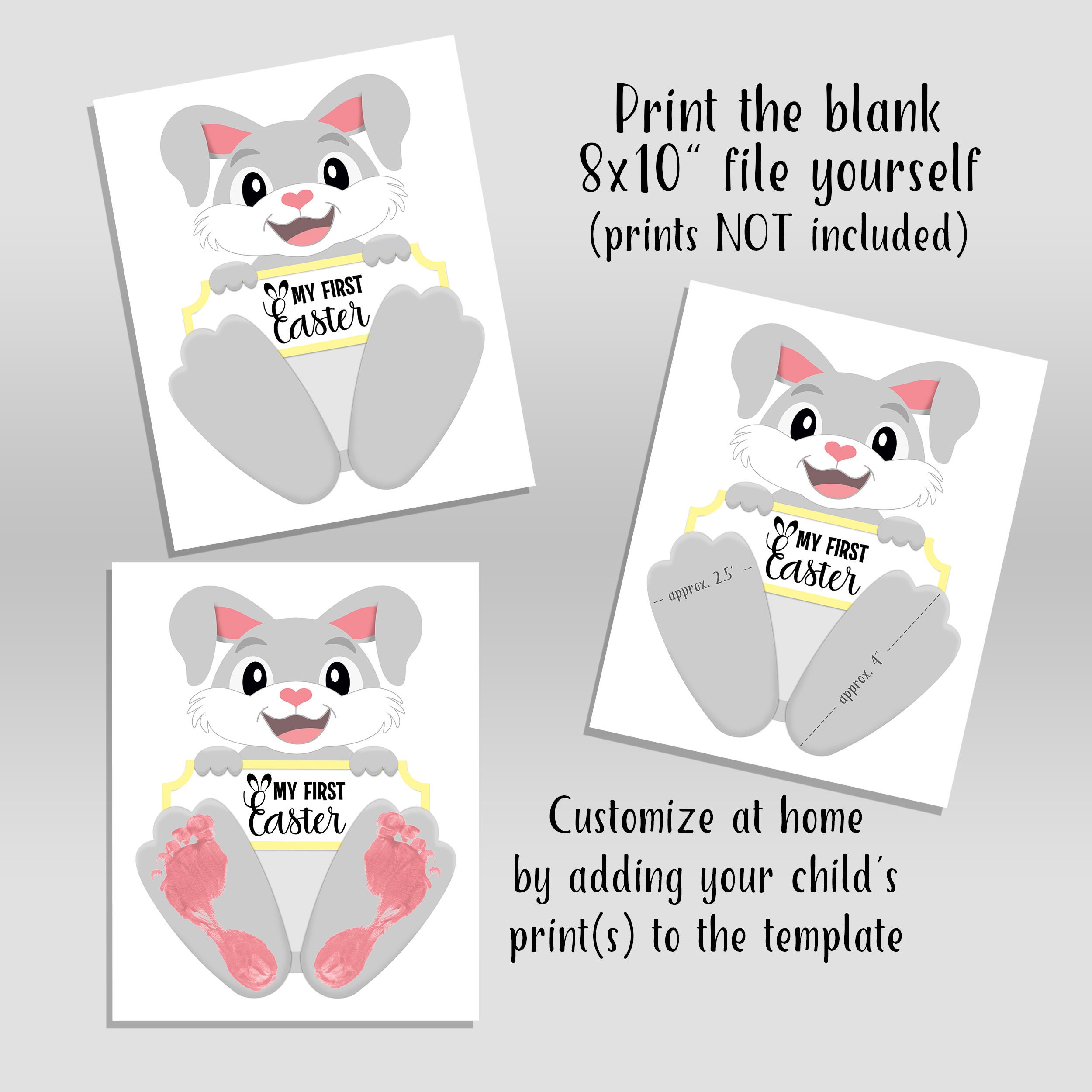 My First Easter Bunny Feet Footprint Art Easter Bunny - Etsy