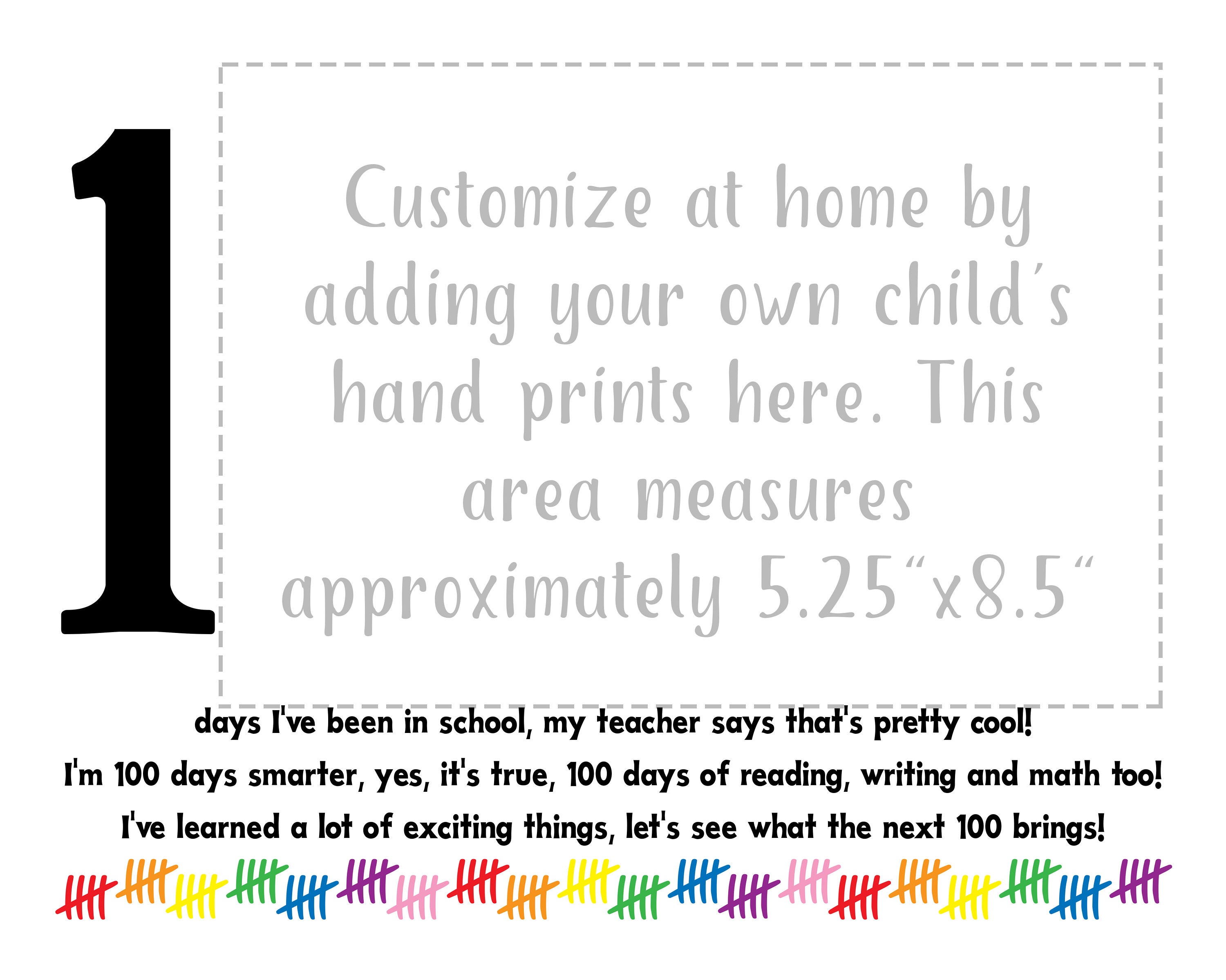 100 Days of School Activity Handprint Art for Kids 100th Day - Etsy