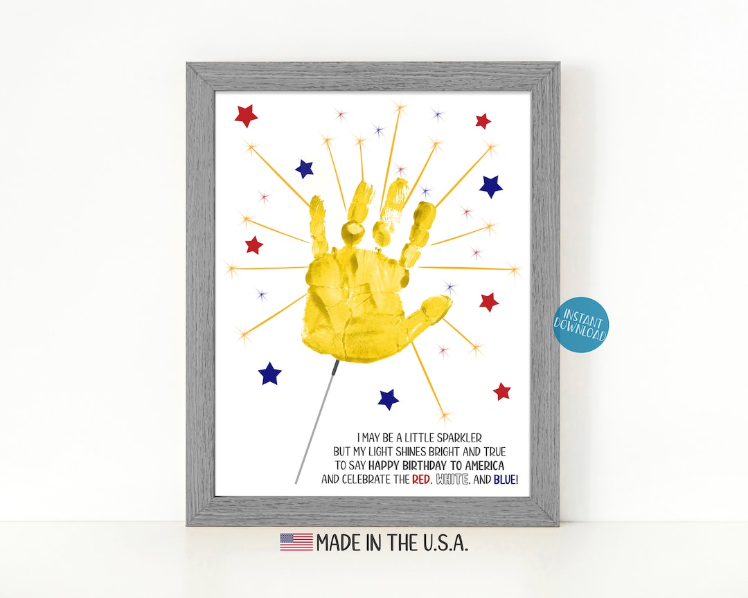 Sparkler Handprint Art, Baby First 4th of July Handprint Craft ...