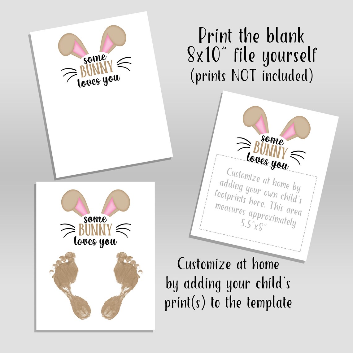 Some Bunny Loves You Easter Footprint Art, Easter Toddler Craft, DIY ...