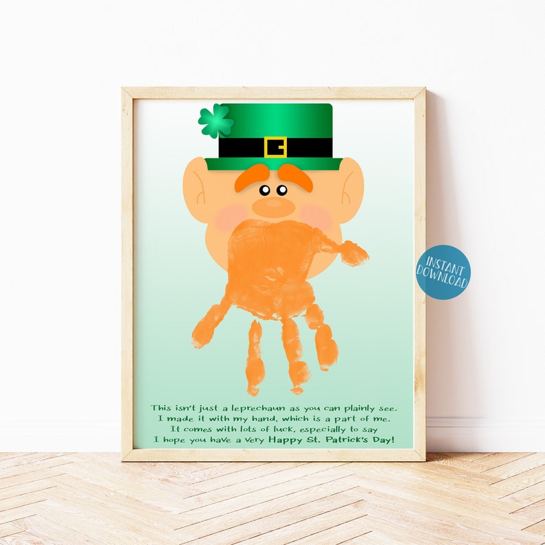 St Patrick's Day Handprint Art Leprechaun Beard Handprint | Etsy