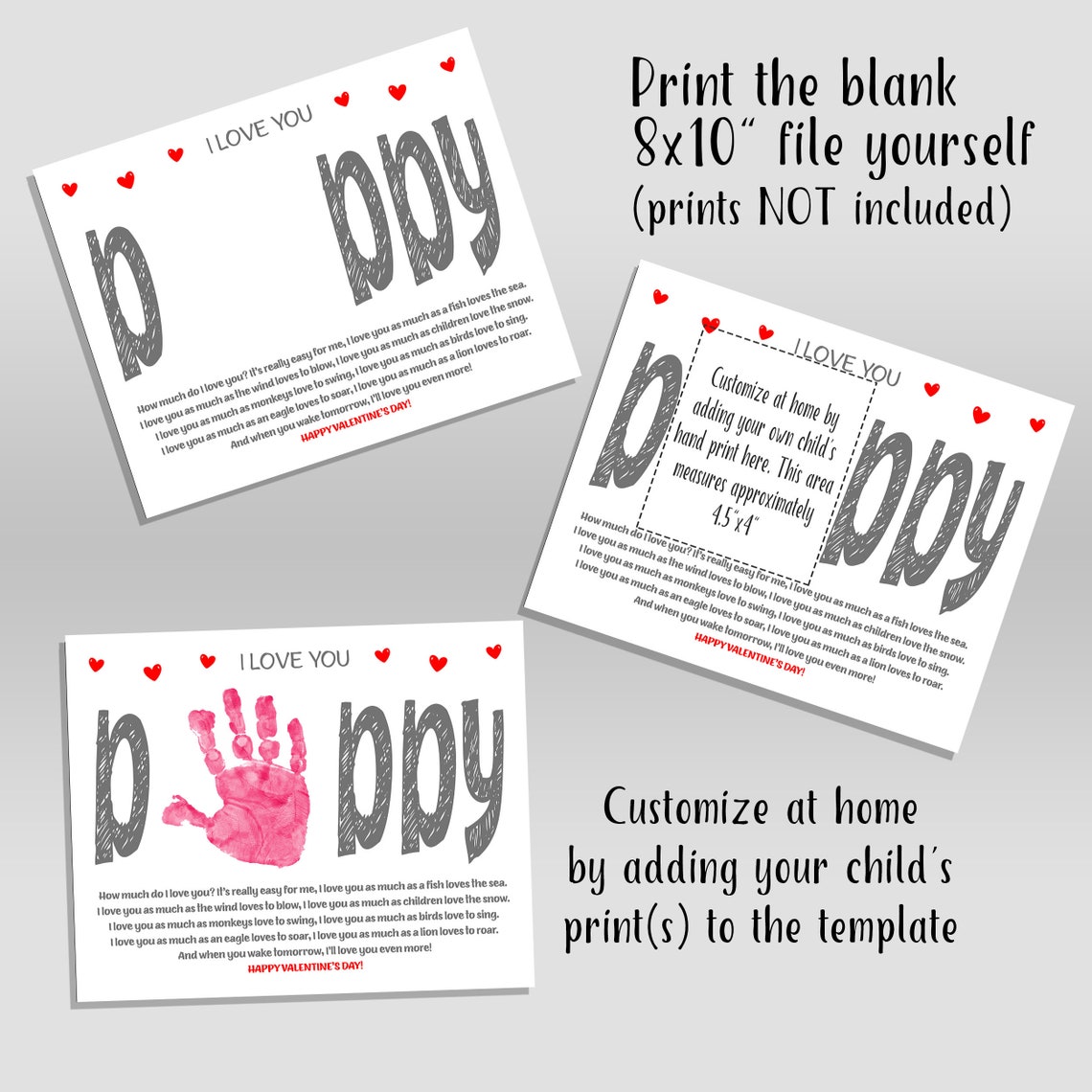 Handprint Art Valentine's Day Gift for Dad Valentines Day | Etsy