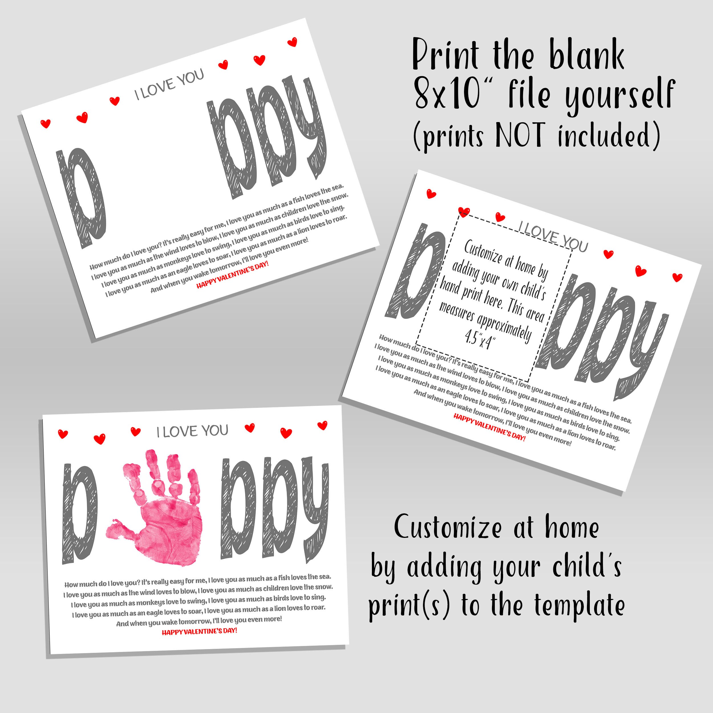 Handprint Art Valentine's Day Gift for Dad Valentines Day - Etsy