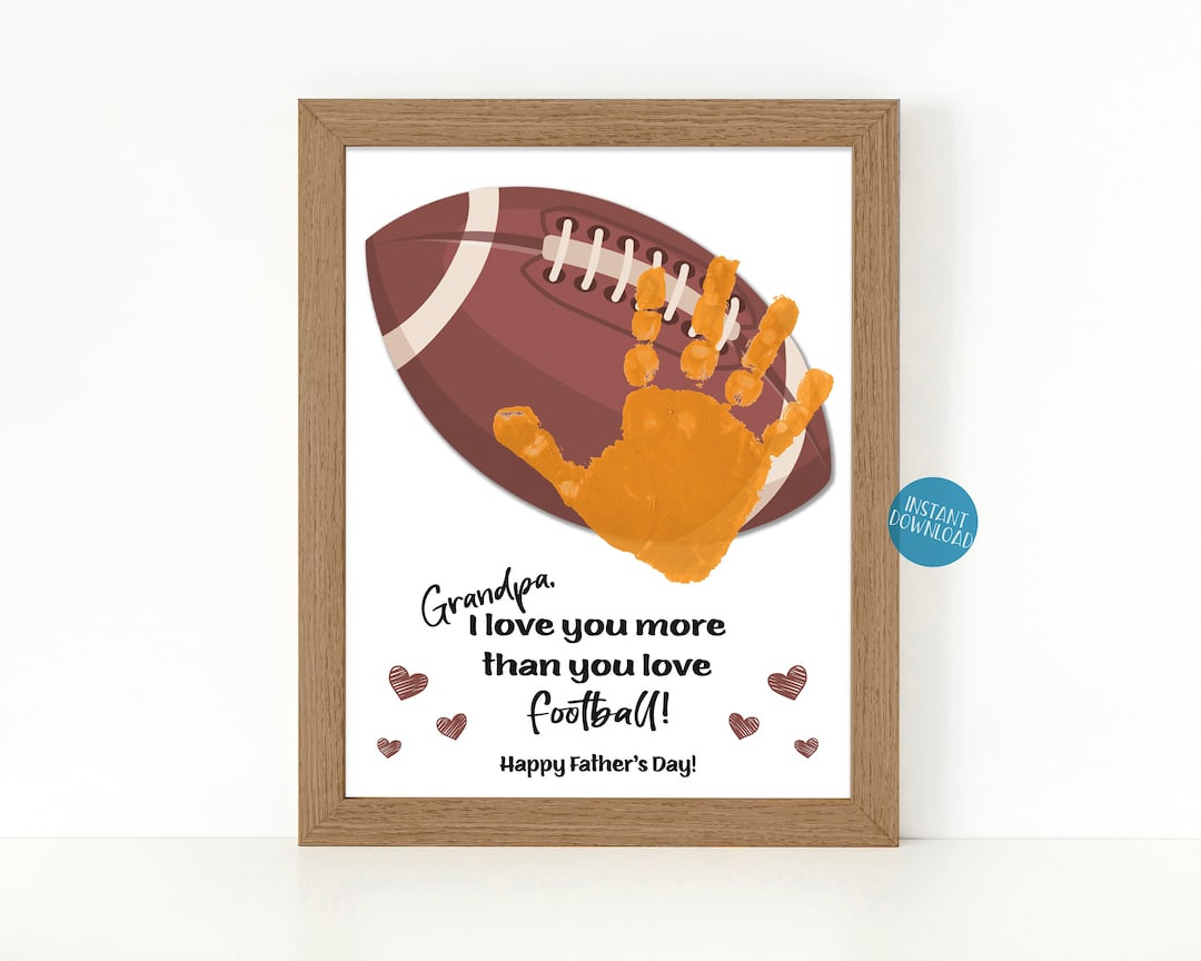 Father's Day Football Handprint Art, Grandpa Football Gift, Grandpa ...