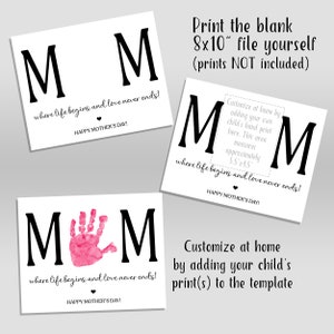 Mom Handprint Craft, Mother's Day Printable, Personalized Gift for Mom ...