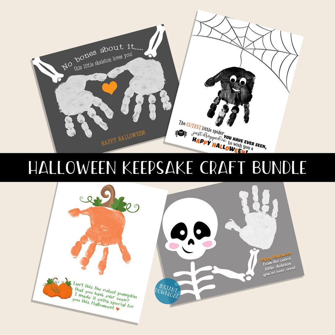 Halloween Handprint Art Bundle, Handprint Craft for Kids, Preschool ...