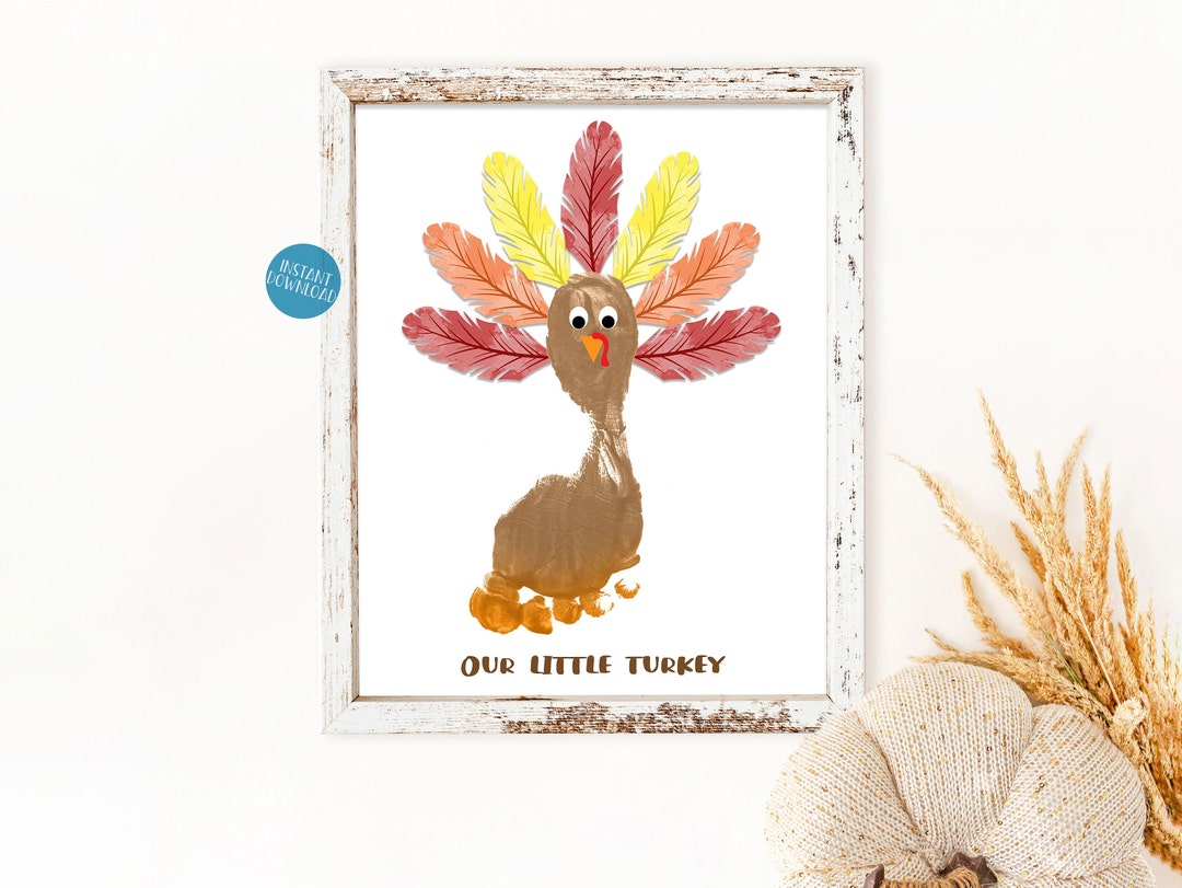 Turkey Footprint Art, DIY Kid Craft, Footprint Keepsake, Fall Handprint ...